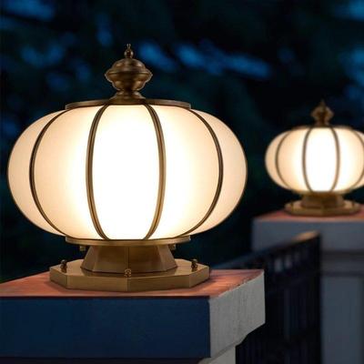 太阳能圆球全铜柱头灯户外庭院灯防水围墙灯门柱灯大门别墅柱子灯