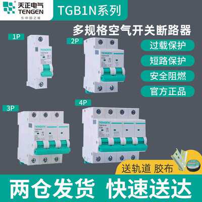 天正电气TGB1N空气开关16A32A断路器1P2P家用3P20A63A4P空开DZ