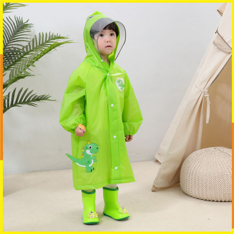 儿童雨衣男童女童幼儿园全身大帽檐小童宝宝雨披带书包位恐龙