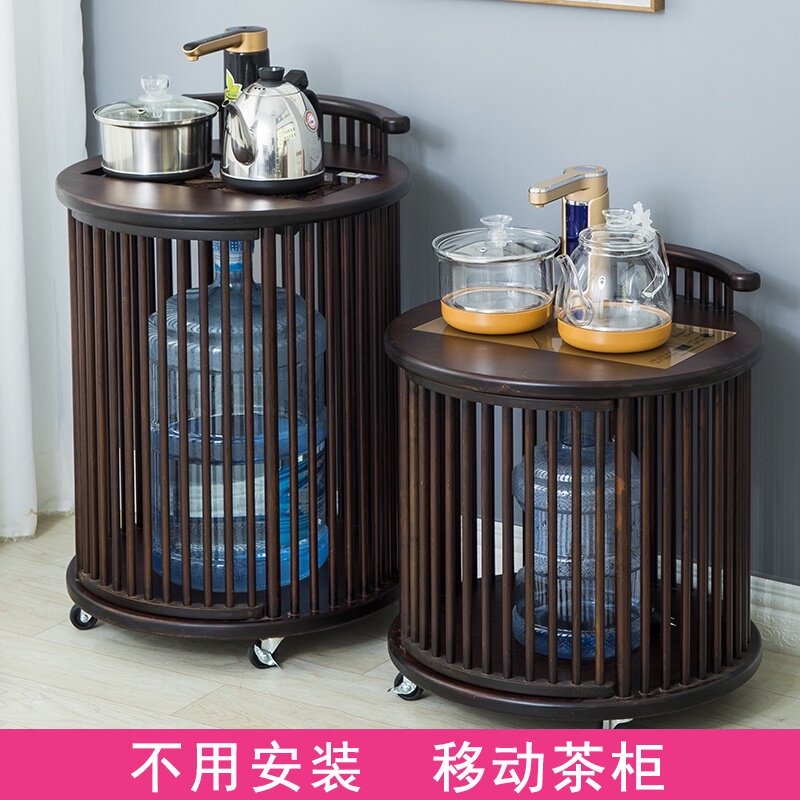 移动茶桌家用小型茶几茶台边柜实木泡茶车烧水一体茶水架水桶柜子