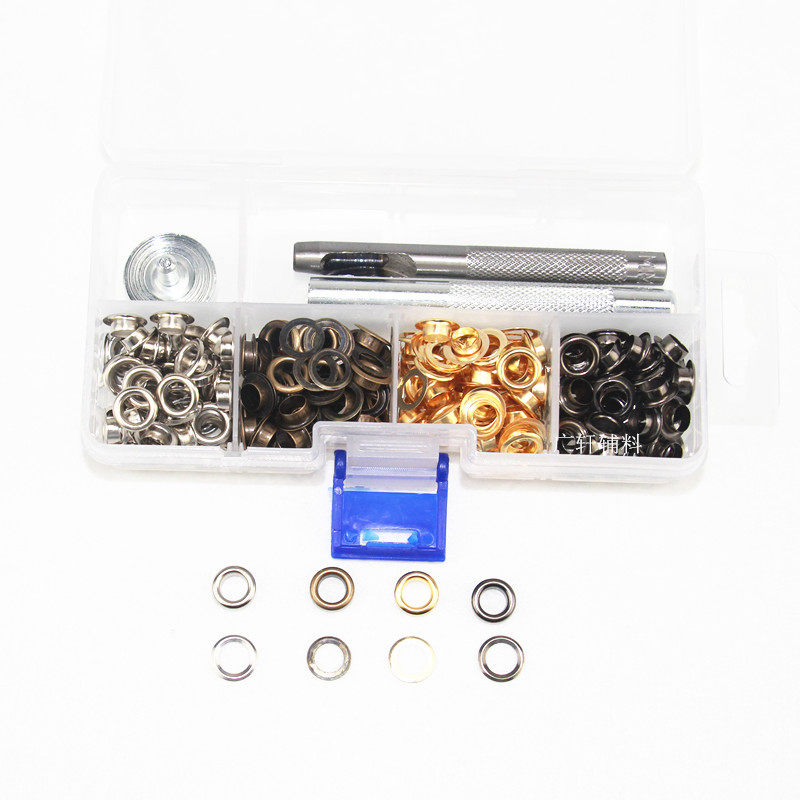 200套装铜质气眼鸡眼扣套装安装工具3件套空心铆钉汽眼扣内径6MM