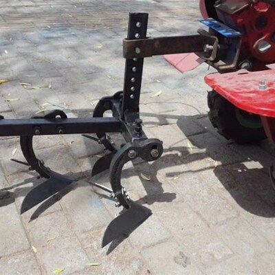 新款微耕机耘锄三角耘锄松土铲农用工具加尾轮 开沟器可调耕锄