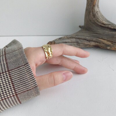 Irregular Concaveconvex Ring Japanese and Korean Style Geome