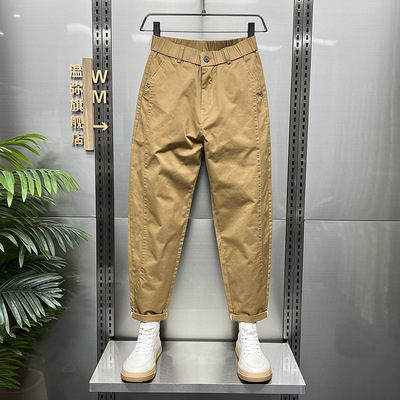 2024裤子男款夏季九分裤青年工装裤男生老爹裤R潮牌哈伦百搭休闲