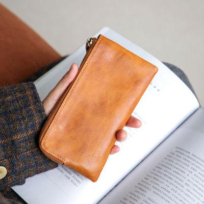 简约纯色长款钱包卡包男女复古风