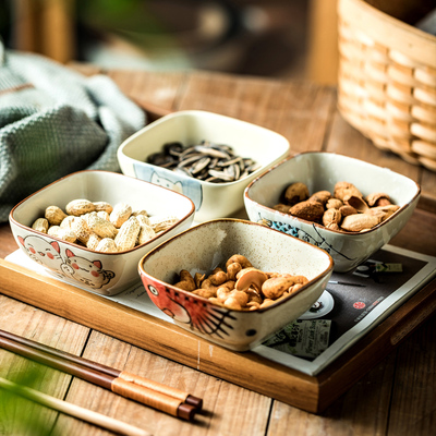 卡通碗釉下彩调料碗四方盘碟子