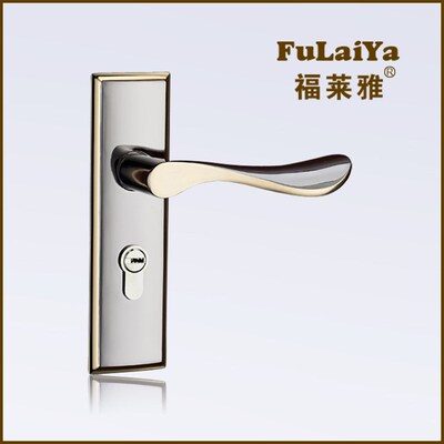 锌合金黑金单舌门锁家用卧室通用型房间门把手老式换锁孔距F140