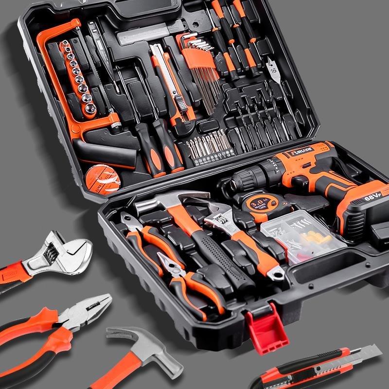日常家用电钻电动工具套装五金电工木工专用维修多功能工具箱大全