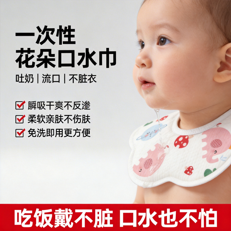 一次性口水巾婴儿宝宝新生儿防水围兜垫巾围嘴兜吃饭便携轻薄免洗