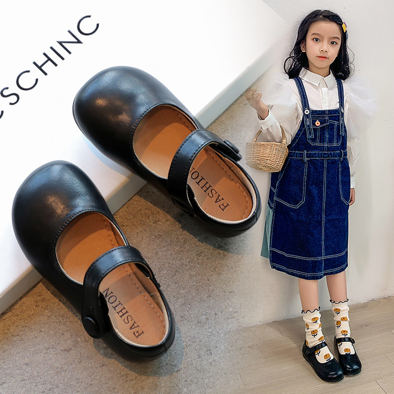 女童皮鞋公主鞋配礼服小黑鞋2023新款H儿童鞋子女童鞋小女孩演出