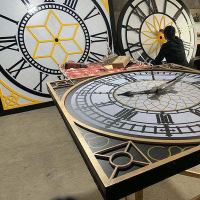 建筑塔钟楼顶大钟户外钟表夜间照明报时钟校园钟教堂钟广场钟金属