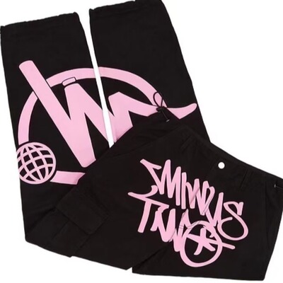 美式复古工装裤minus two街头口袋高腰星球裤直筒印花嘻哈y2k潮男