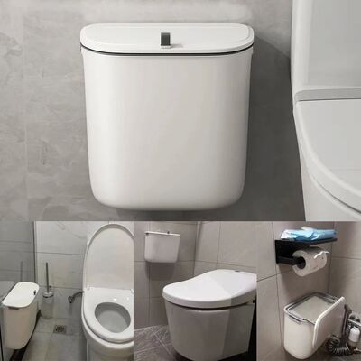 Bathroom Trash Can Wall Mounted Hanging Trash Bin With Lid W