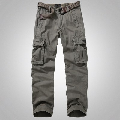 美式重磅复古工装裤男长裤宽松直筒多口袋酒红色户外休闲军裤大码