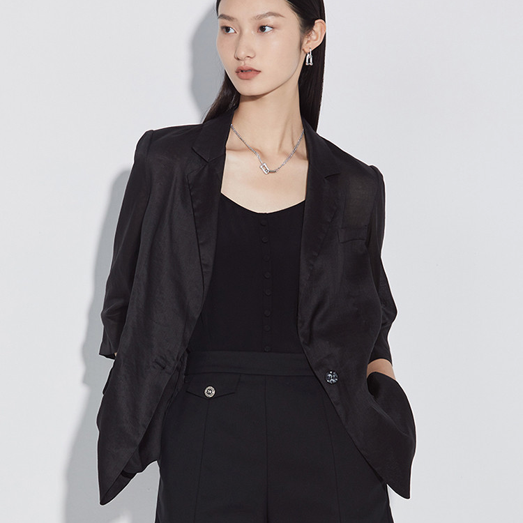 【达人专属】曼德诗女装苎麻小西装