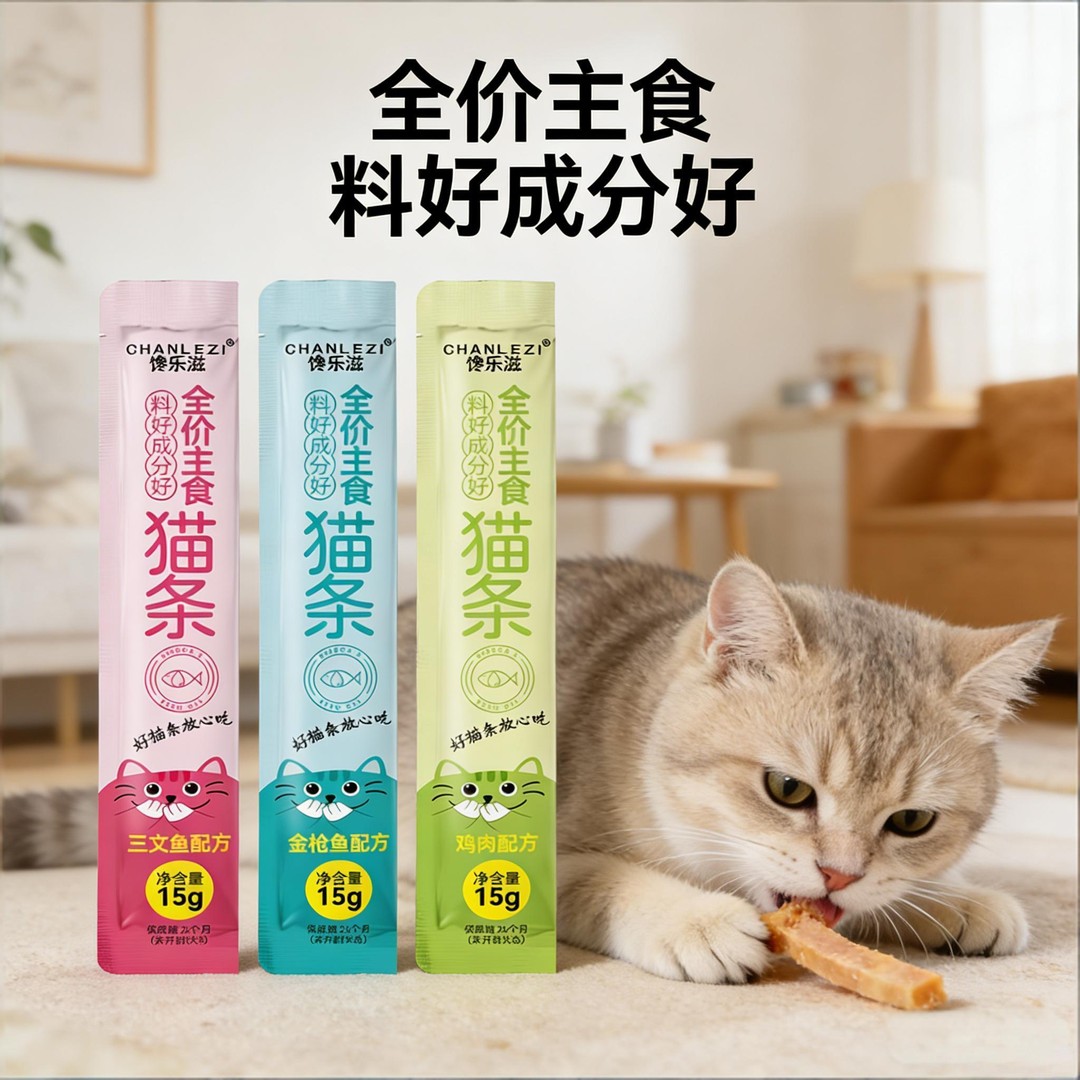 馋乐滋猫条全价主食三文鱼金枪鱼鸡肉配方15g袋装猫咪零食