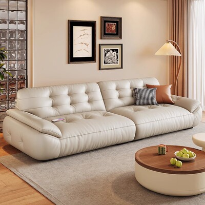 斯帝罗兰真皮沙发头层牛皮复古风客厅小户型中古风多功能直排黑色