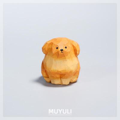 76082木雕小金摆件可爱女生毛桌装面饰品ins风创意狗物狗治愈系礼