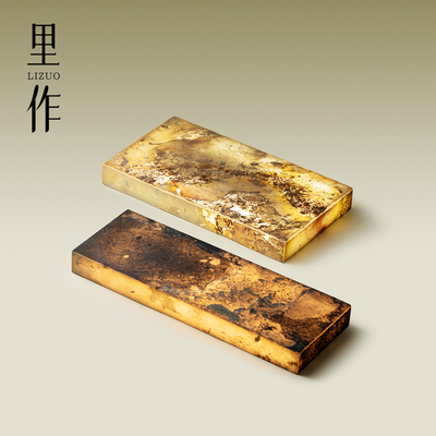 里作 创意岩石面版发光干泡盘居家日用诧寂风长方小茶台壶承茶盘