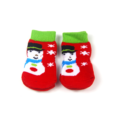 博美耶诞喜庆新年袜小型犬室内防掉止滑袜泰迪比熊幼犬防刮花袜子