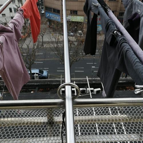 加厚伸缩杆晾衣杆家用晒衣杆阳台杆晾衣架固定式外墙搭台杆单杆式