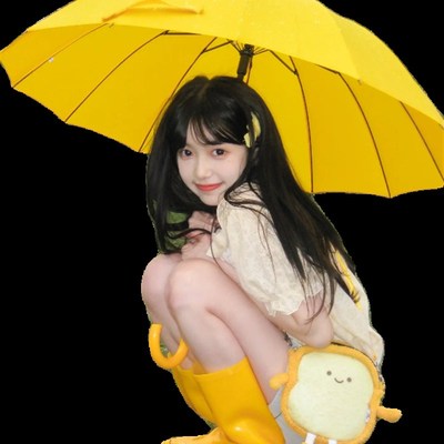 黄色雨伞背着善宰跑2024年新款加大加厚加固长柄伞抗强风暴雨女生