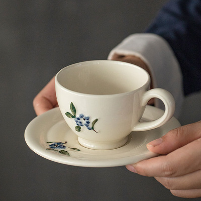 日本进口Studio m蓝莓花系列日式小清新陶瓷杯下午茶杯奶壶餐盘