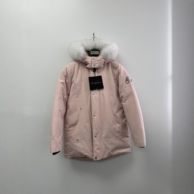 Moose Knuckles 大童 中长款 UnisexParka 粉色白毛 Pink/White M