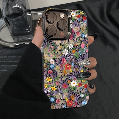 新款iPhone12小众高级感华为NOVA16苹果13创意OPPORENO15C彩银适用14PLUS手机壳小米17ProMax硬ins风花间紫虎