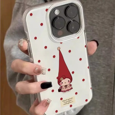 iPhone16E一加13手机壳硬VIVOs20小米15ULTRA苹果14适用12ProMax大孔ins风波点尖帽kitty猫OPPOFINDX8荣耀300