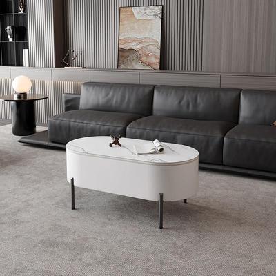 椭圆升降茶几小户型迷你储物桌多功能可升高茶几伸缩岩板客厅家用