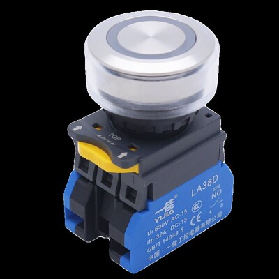 精选一佳LA38D-10EZ/S开孔30mm不锈钢带灯按钮开关自锁自复位防水