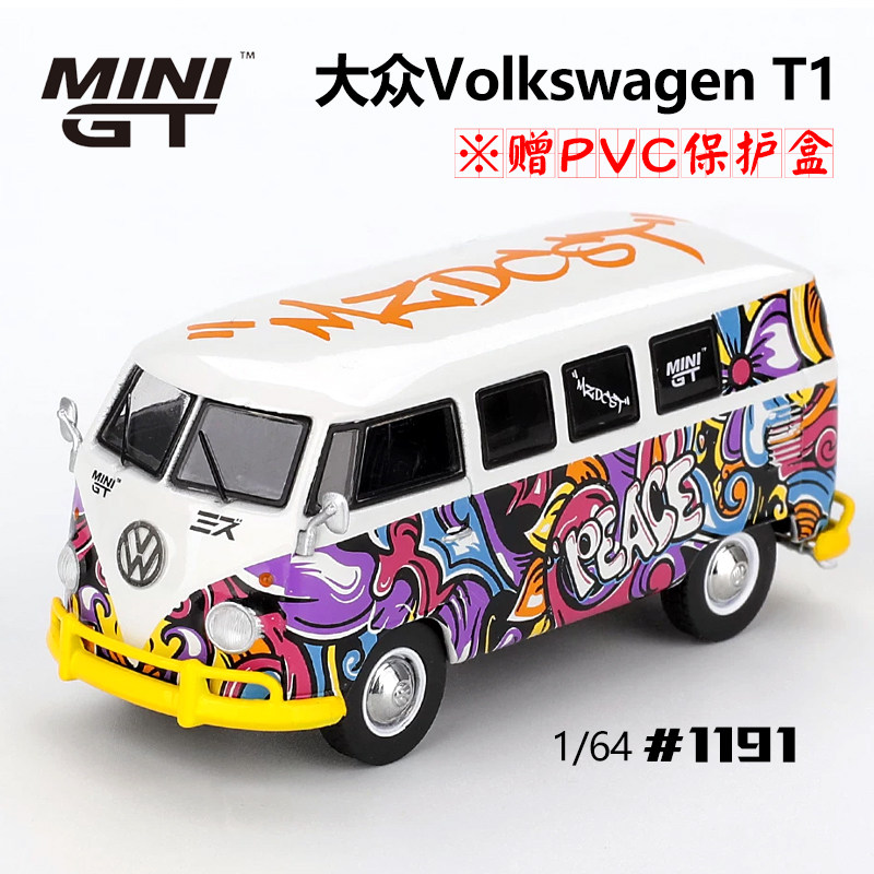 MINIGT 1191 大众Volkswagen T1巴士 Mizu涂鸦 1/64 合金汽车模型