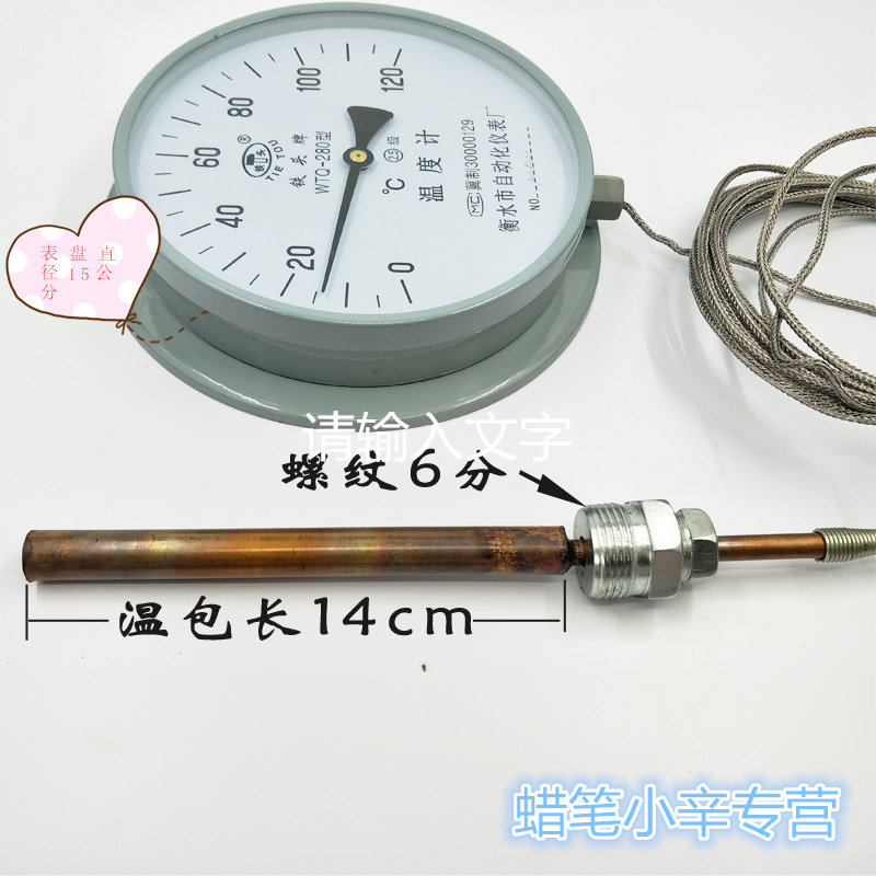 压力式温度计 WTZ280工业指针带线探头测水油温气烤房锅炉烘干