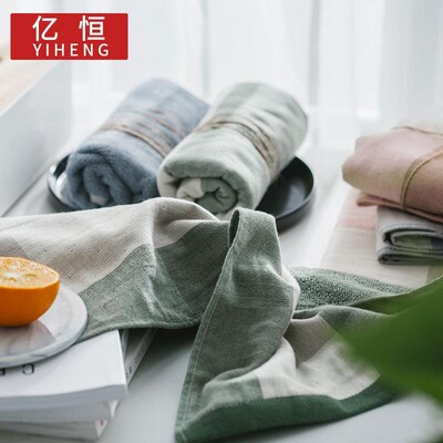 源头厂家怀旧8286格子纱布吸毛巾商超告成礼品广人水洗脸面巾
