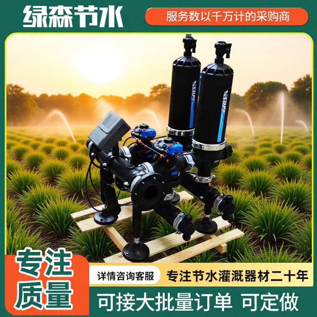 全自动反冲洗叠片过滤器农田灌溉设备园林喷灌滴灌自动反冲洗叠片