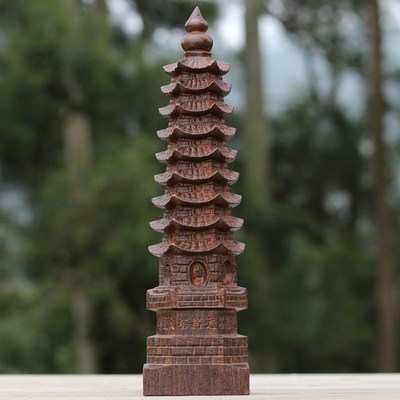 实木文昌塔摆件十三层o千佛塔越南沉香木雕刻九层木塔办公学习摆