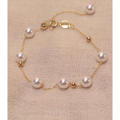 高档手珍珠珠链女925纯银可调节手银串小众轻奢闺精蜜手镯手饰致8