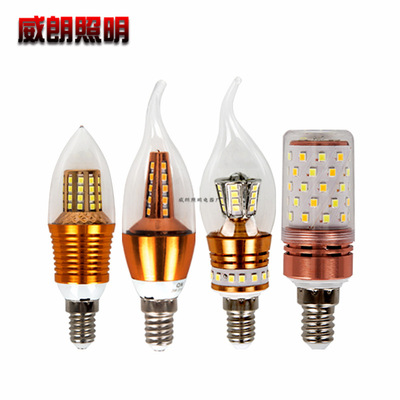 LED蜡烛灯 5W蜡烛灯 E14螺口尖泡拉尾多种款式 220vE27批发 三色