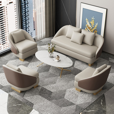 轻奢酒店大堂洽谈沙发会所休息区接待卡座售楼处大厅洽谈桌椅组合