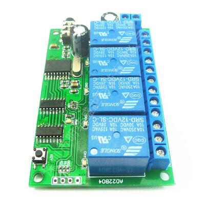 AD22B04 12V新4通道DTMF音频解码继电器  控制指令可修改遥控模块