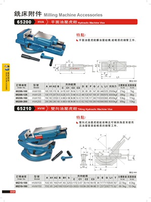 供应台湾精展平面油压虎钳HVA-100 HVA125 HVA150 HVA200液压虎钳