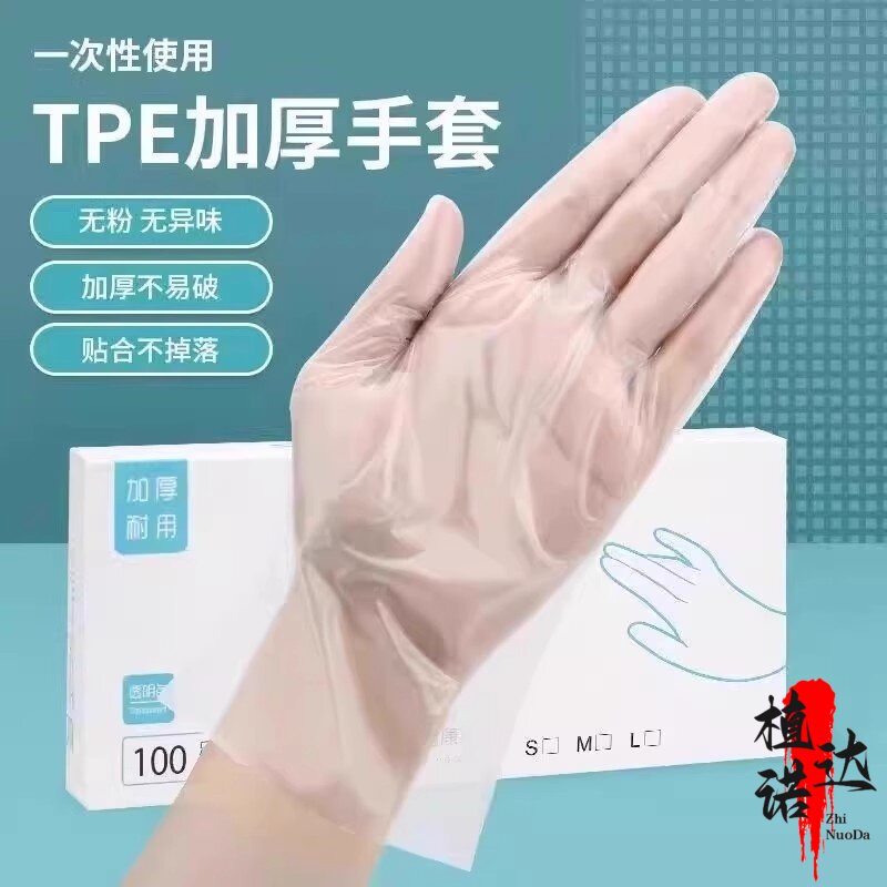 一次性手套TPE食品级餐饮专用加厚塑料薄膜商用厨房家用耐磨防