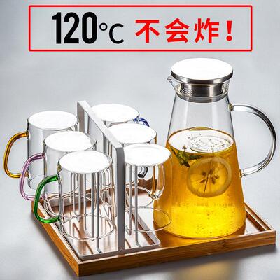 冷水壶玻璃耐高温凉开 水家用杯具套装防爆大容量冷水冷水壶果汁