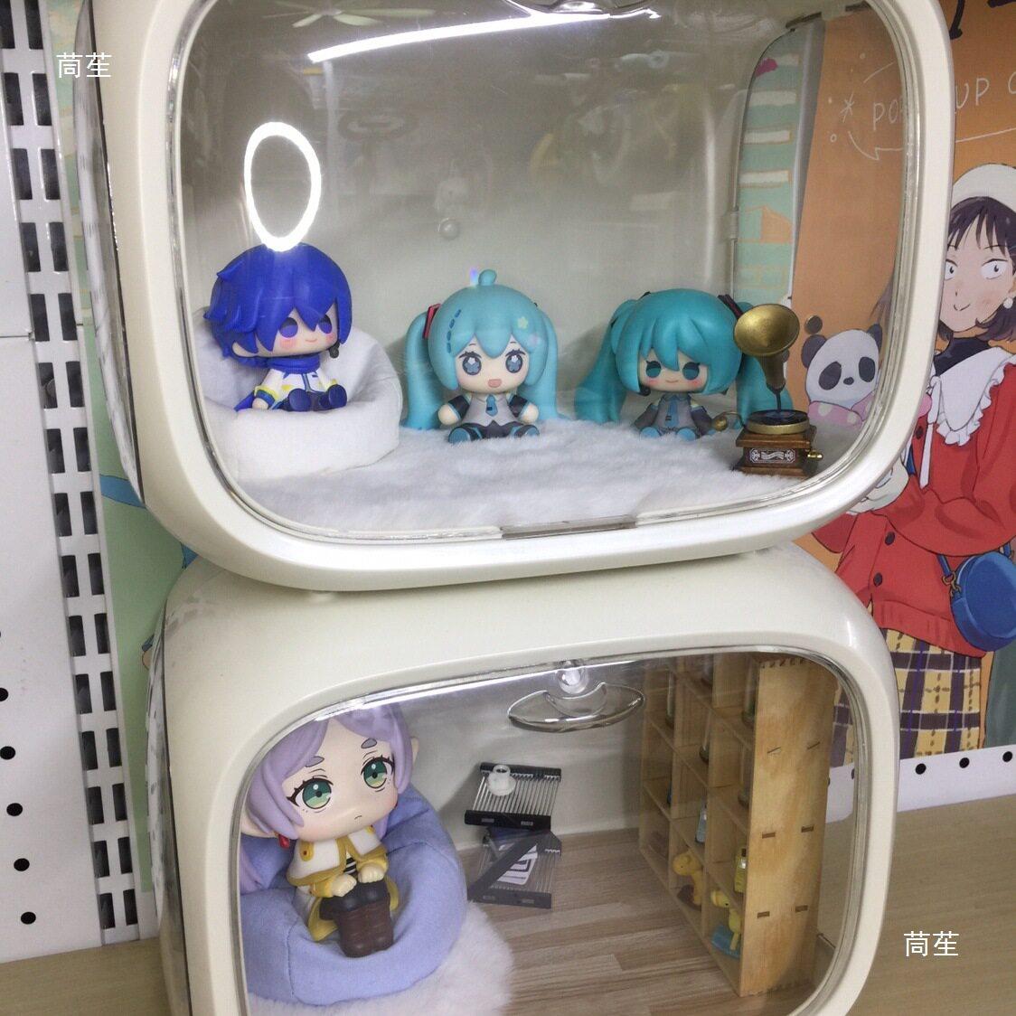 毛毛竹席ob11娃地板造景手盲盒垫子展示盒太空舱屋木纹布垫其他