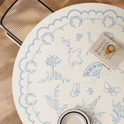 轻奢高级感法式田园复古圆桌餐桌垫防水防烫免洗圆形台布餐桌布