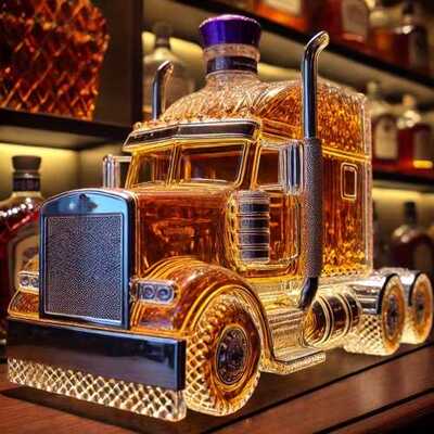 新款汽车Classic Car Glass Wine Bottle 半卡车威士忌瓶