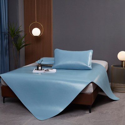 【纯色硬席】真皮头层硬席r牛皮席子1.5米1.8m床水牛皮凉席三件套