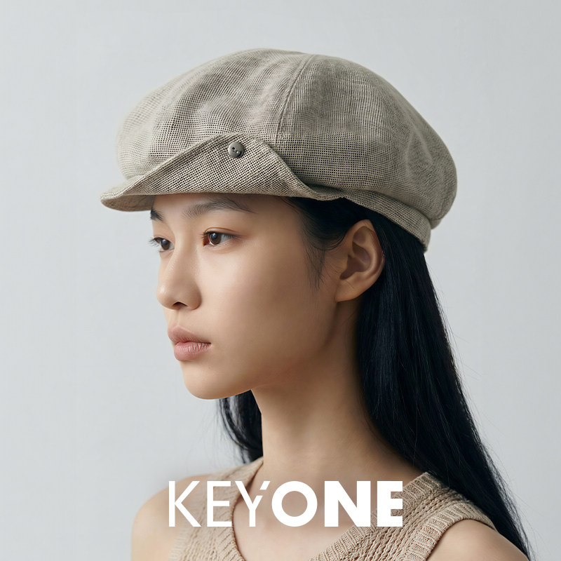 KEYONE复古英伦风八角鸭舌帽女春季大帽檐画家帽显脸小百搭帽子