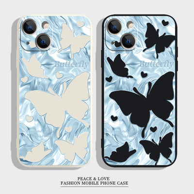 适用苹果17PRO镂空蝴蝶蓝OPPOK13TURBO软iPhone16创意12ProMax手机壳15PLUSins风红米K80Ultra小众OPPORENO14